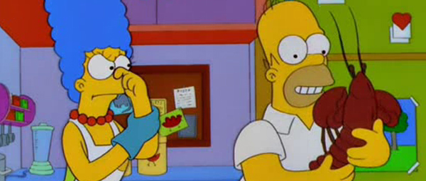 Marge and Homer with Pinchy in kitchen – Michael's TV Tray